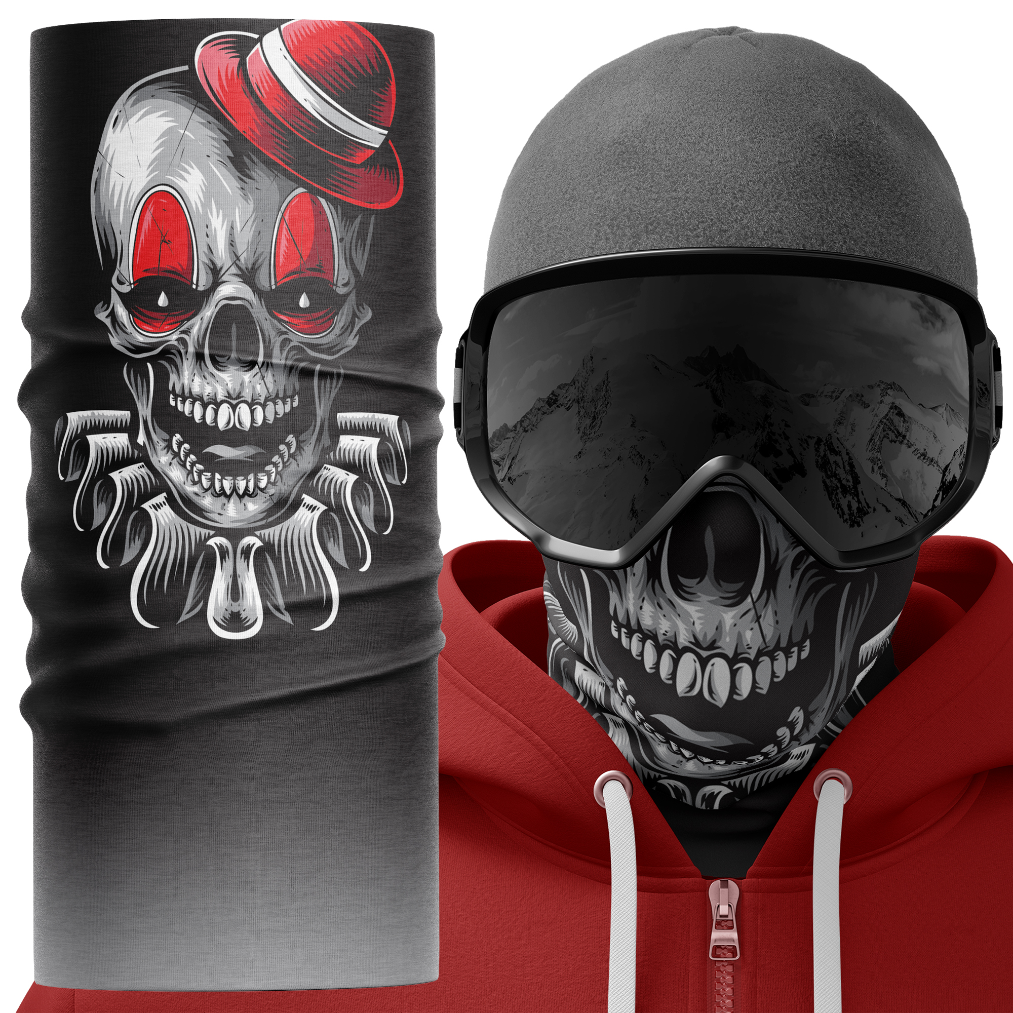 Scary Clown Skull Snood - Purple Print House