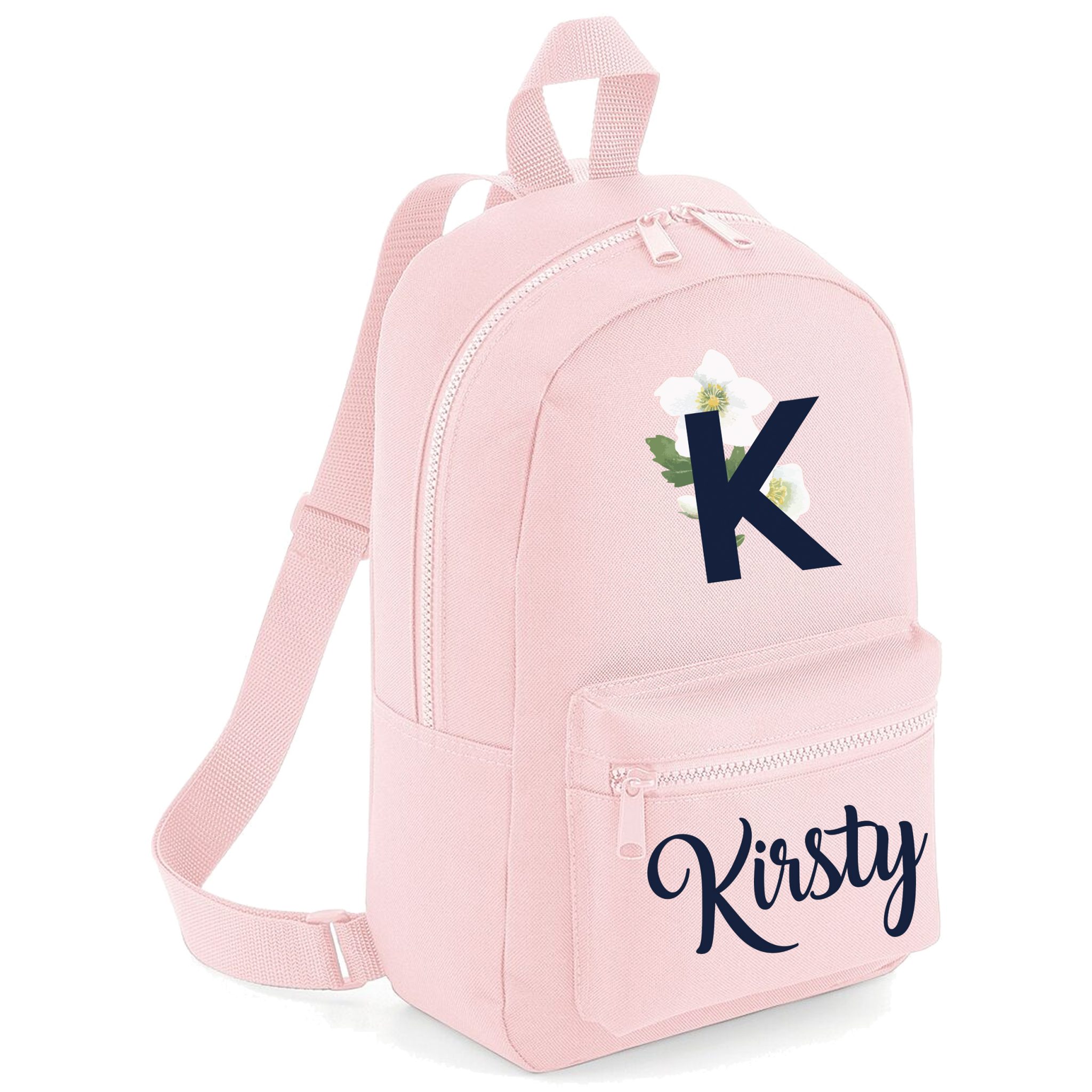 Personalised Pink Name and Initial Mini Backpack Girls - Purple Print House