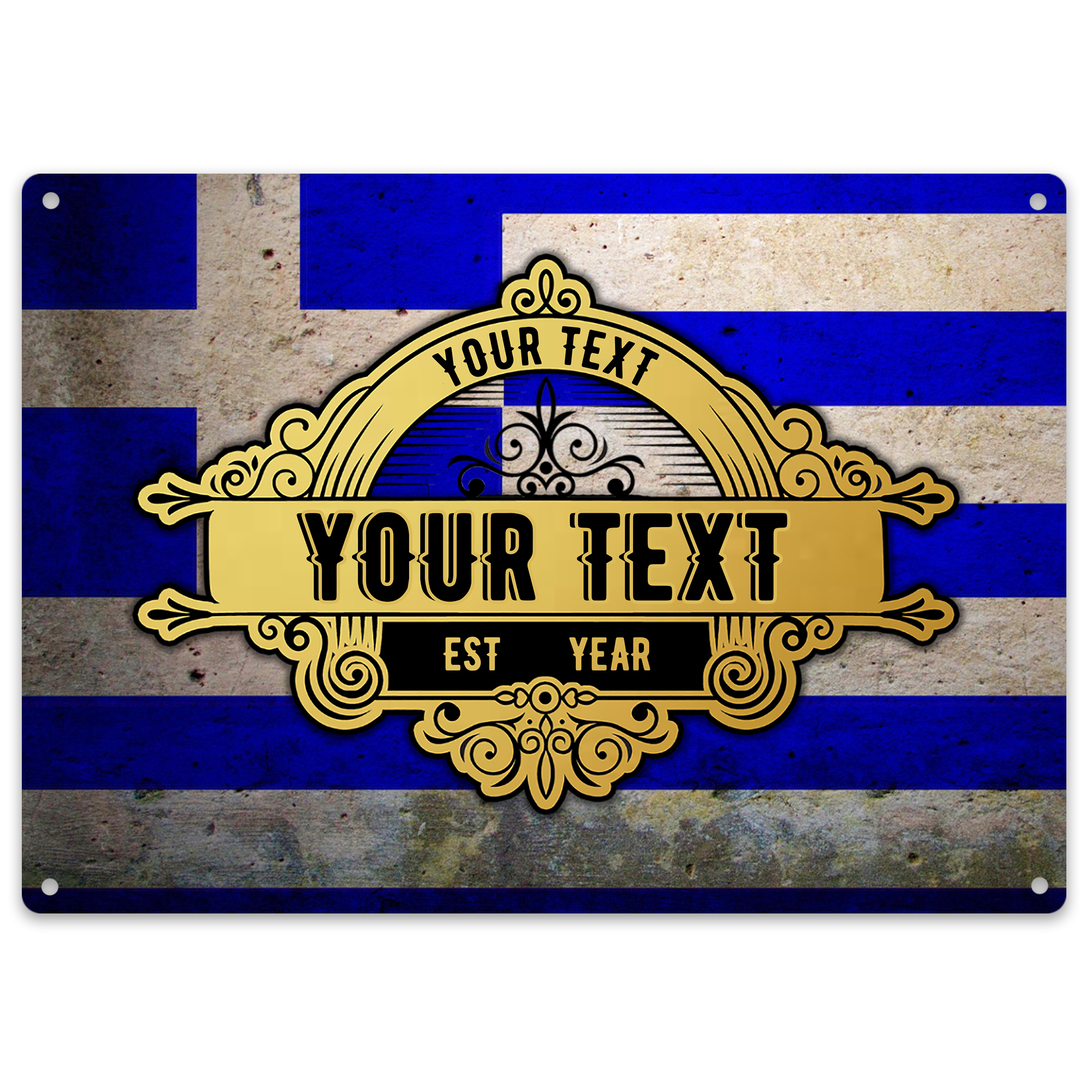 Personalised Vintage Greek Flag Bar Sign - Purple Print House