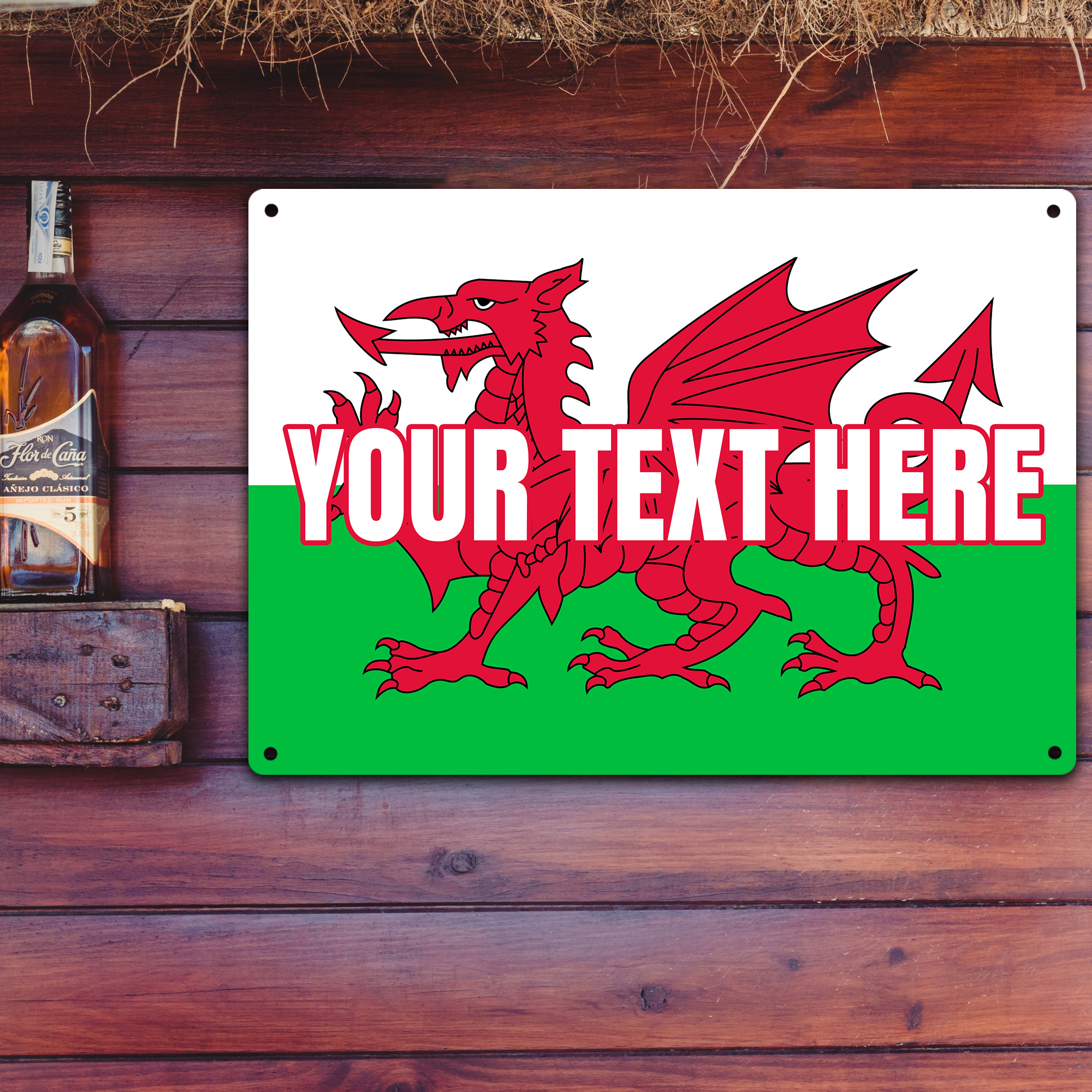Custom Text Wales Flag Bar Sign - Purple Print House