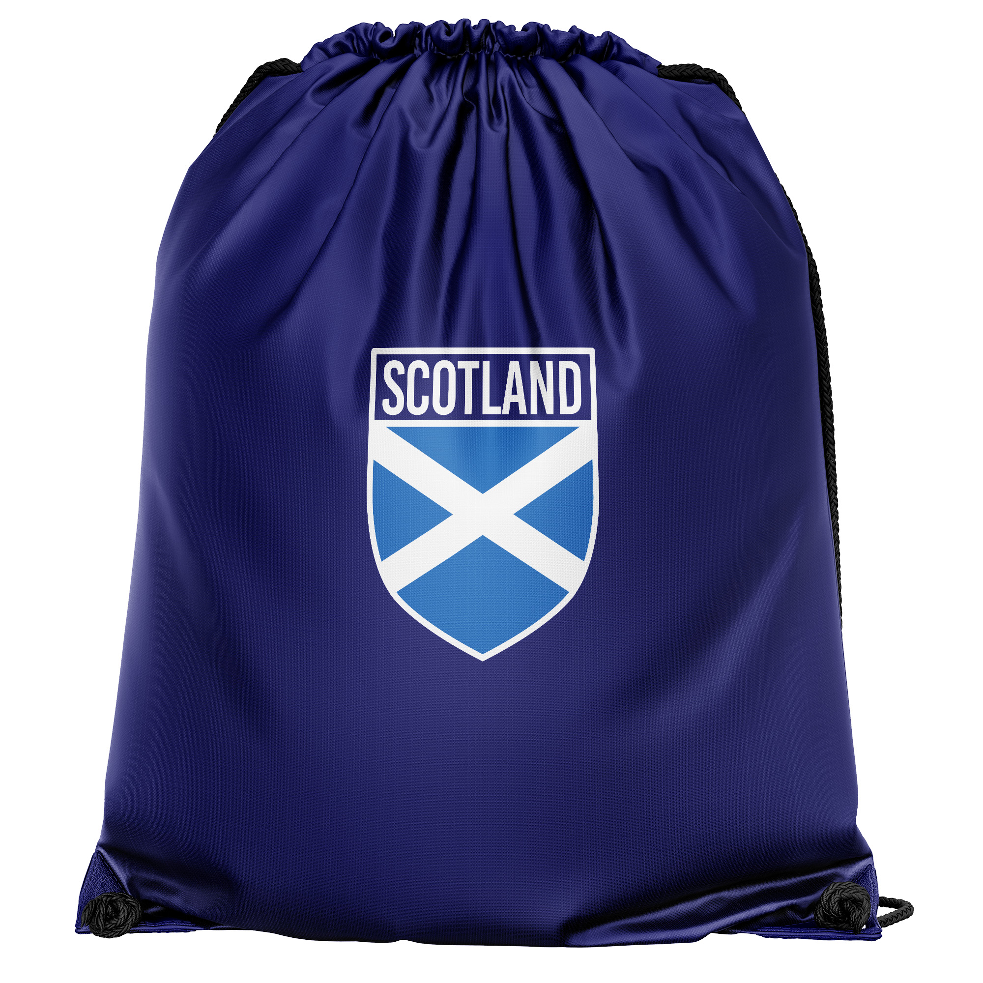 Retro Scotland Flag Badge Boys Drawstring Bag - Purple Print House