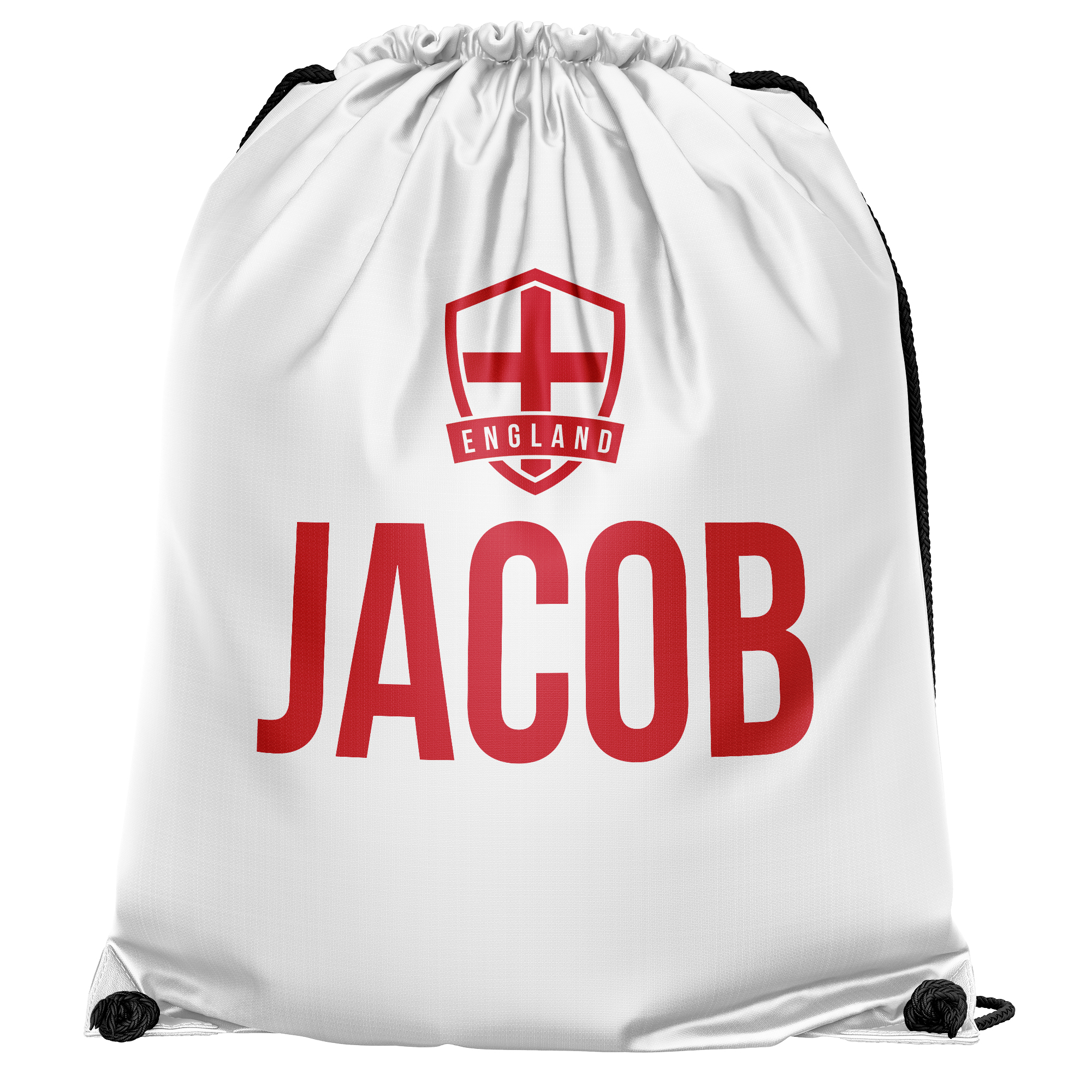 Custom Name England Badge Boys Drawstring Bag - Purple Print House