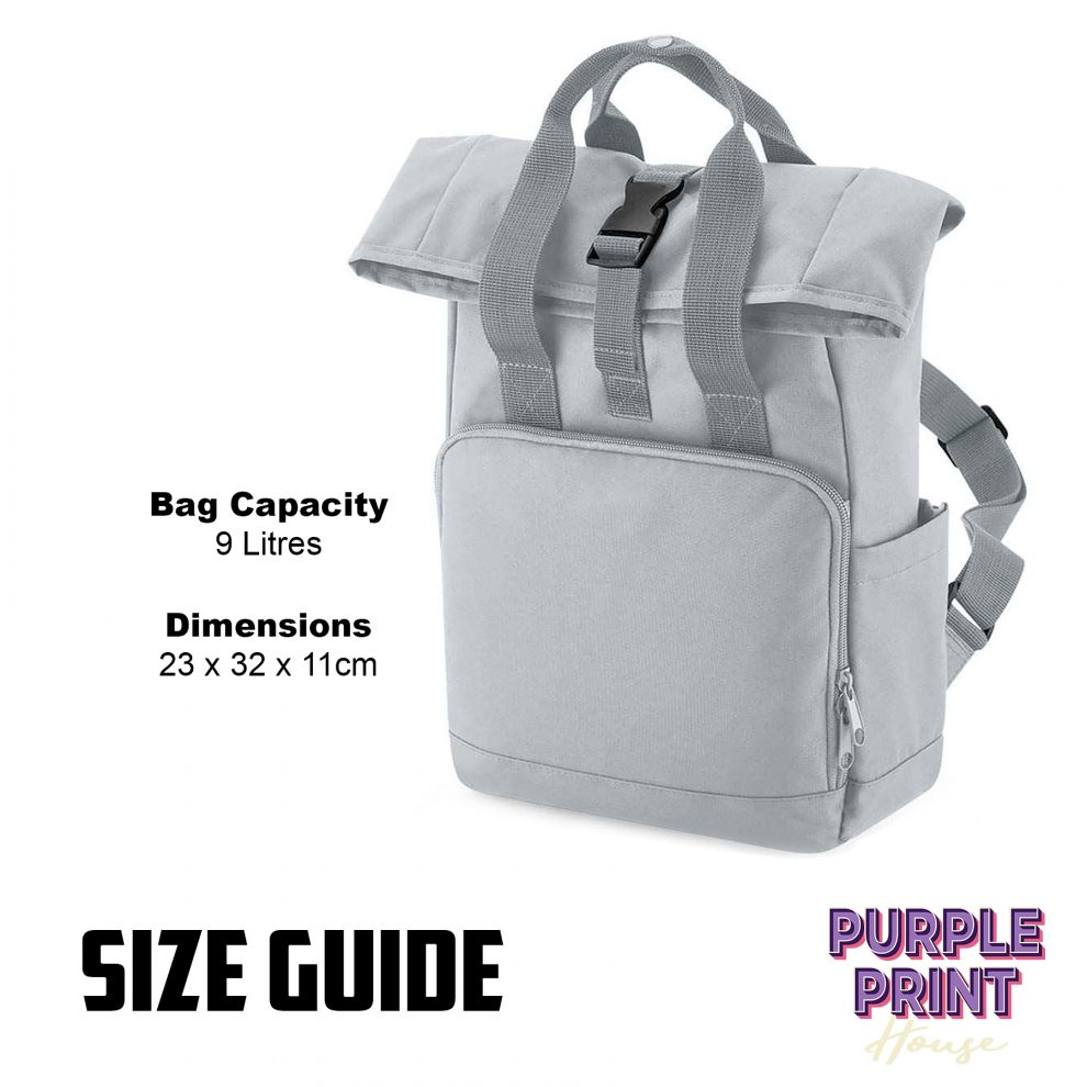 Personalised Mini Roll Top Backpack Girls - Purple Print House