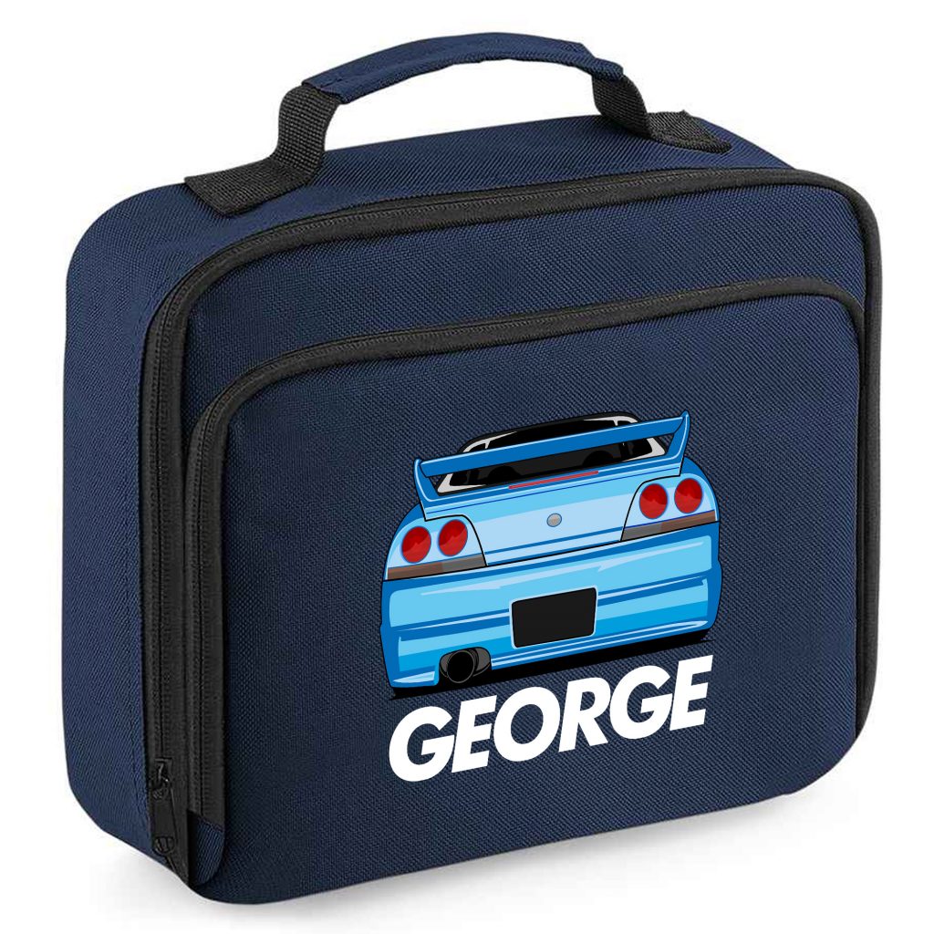 Custom Blue Drift Car Lunch Bag Kids - Purple Print House