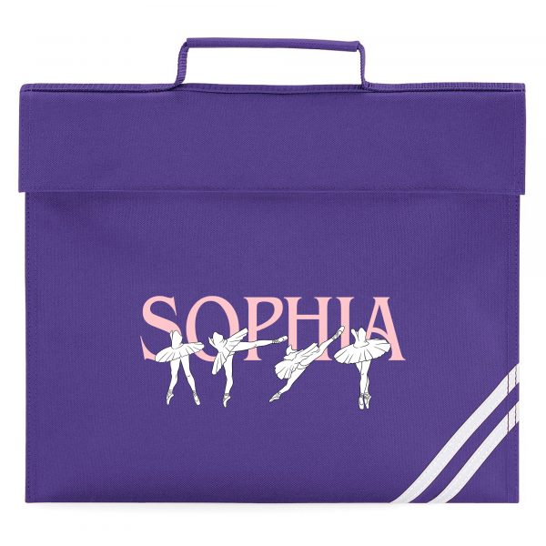 Personalised Ballet Shoes Book Bag Girls - Purple Print House