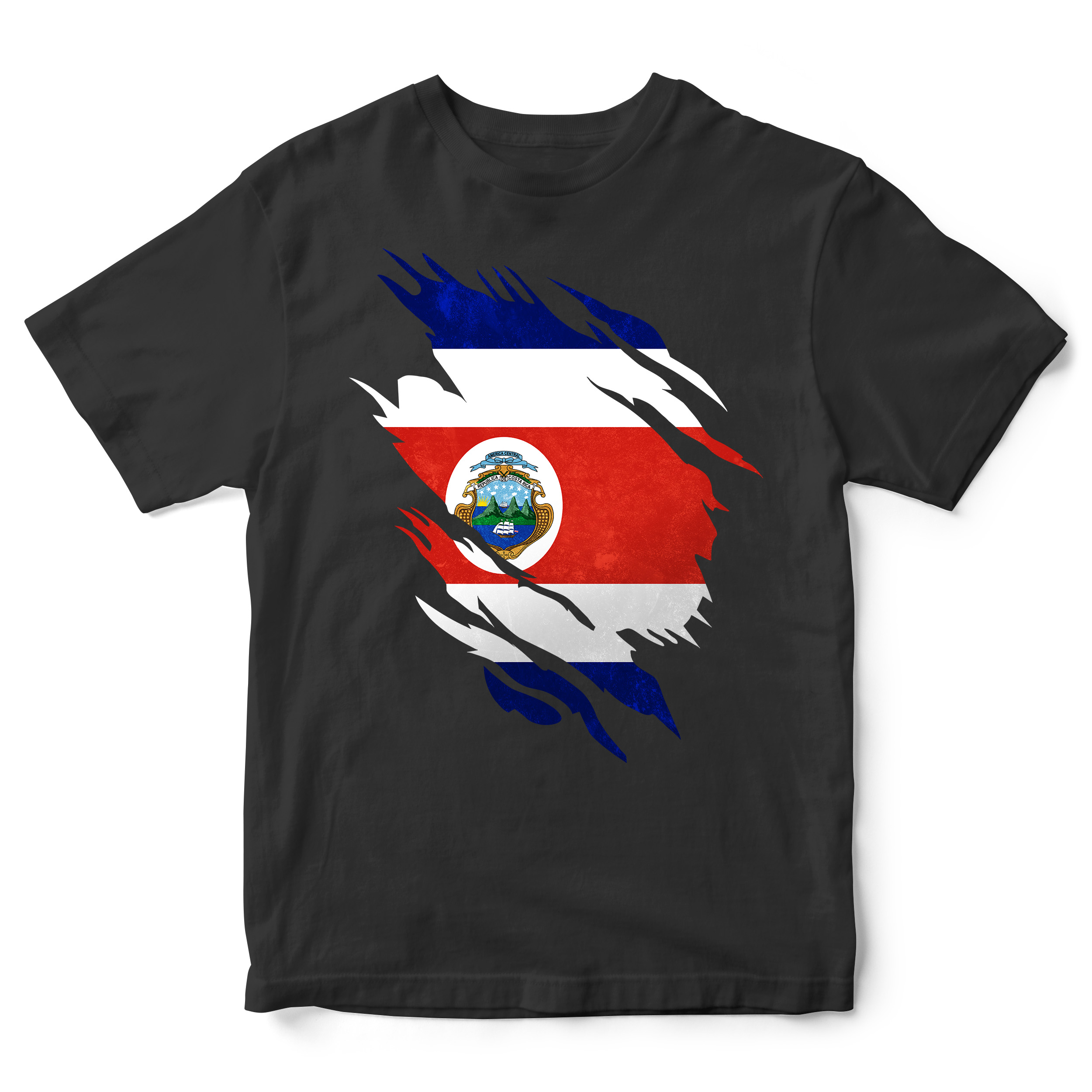 Costa Rica Torn Effect Flag T Shirt Kids - Purple Print House