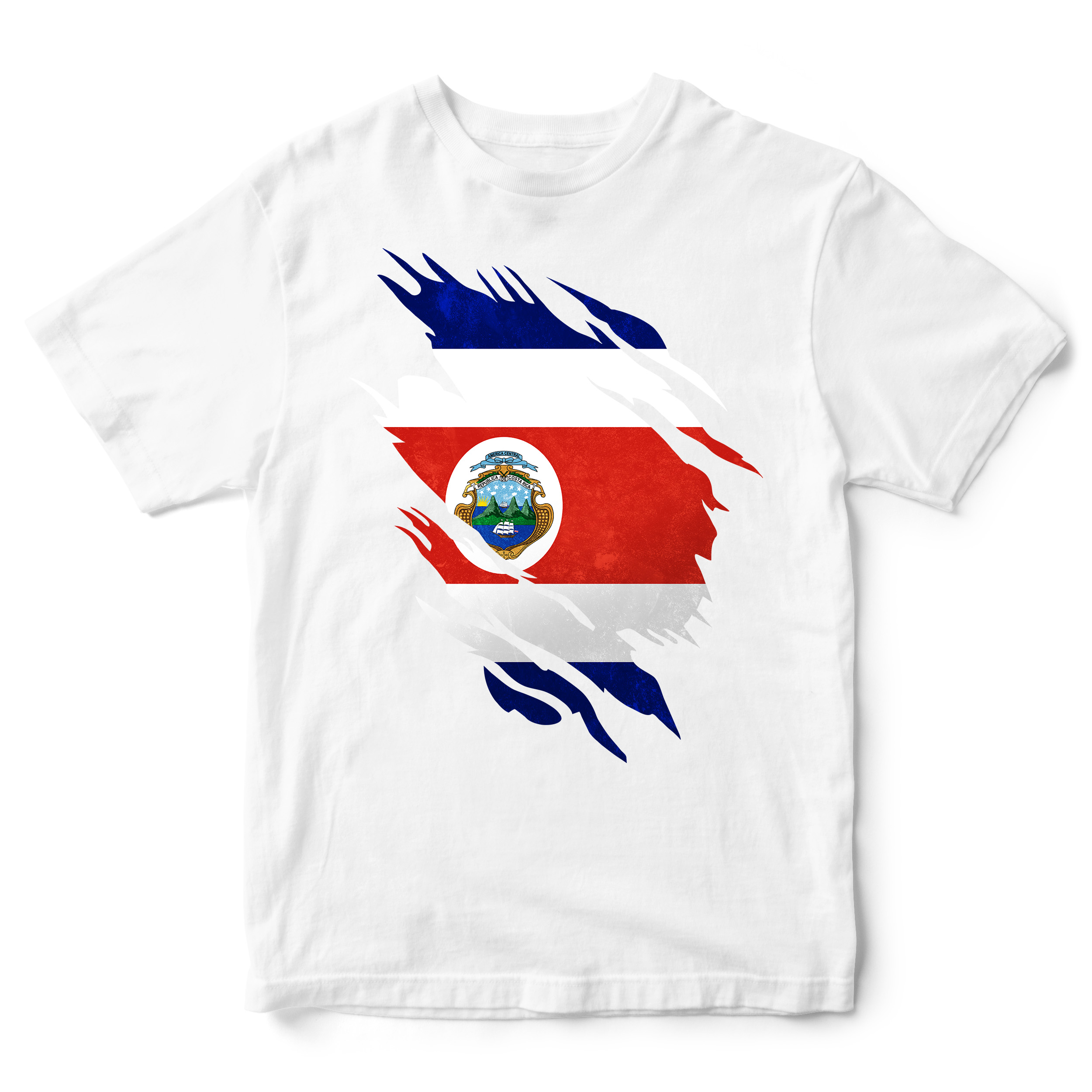 Costa Rica Torn Effect Flag T Shirt Kids - Purple Print House