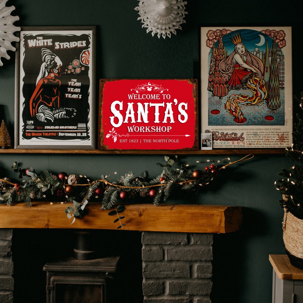 Welcome To Santas Workshop Metal Sign | Christmas Decor UK