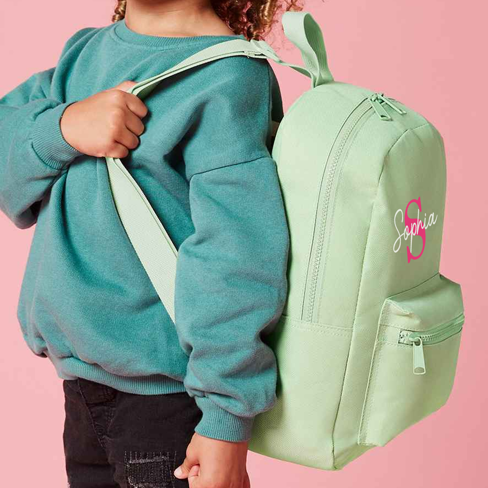 Personalised Pink Name and Initial Mini Backpack Girls - Purple Print House