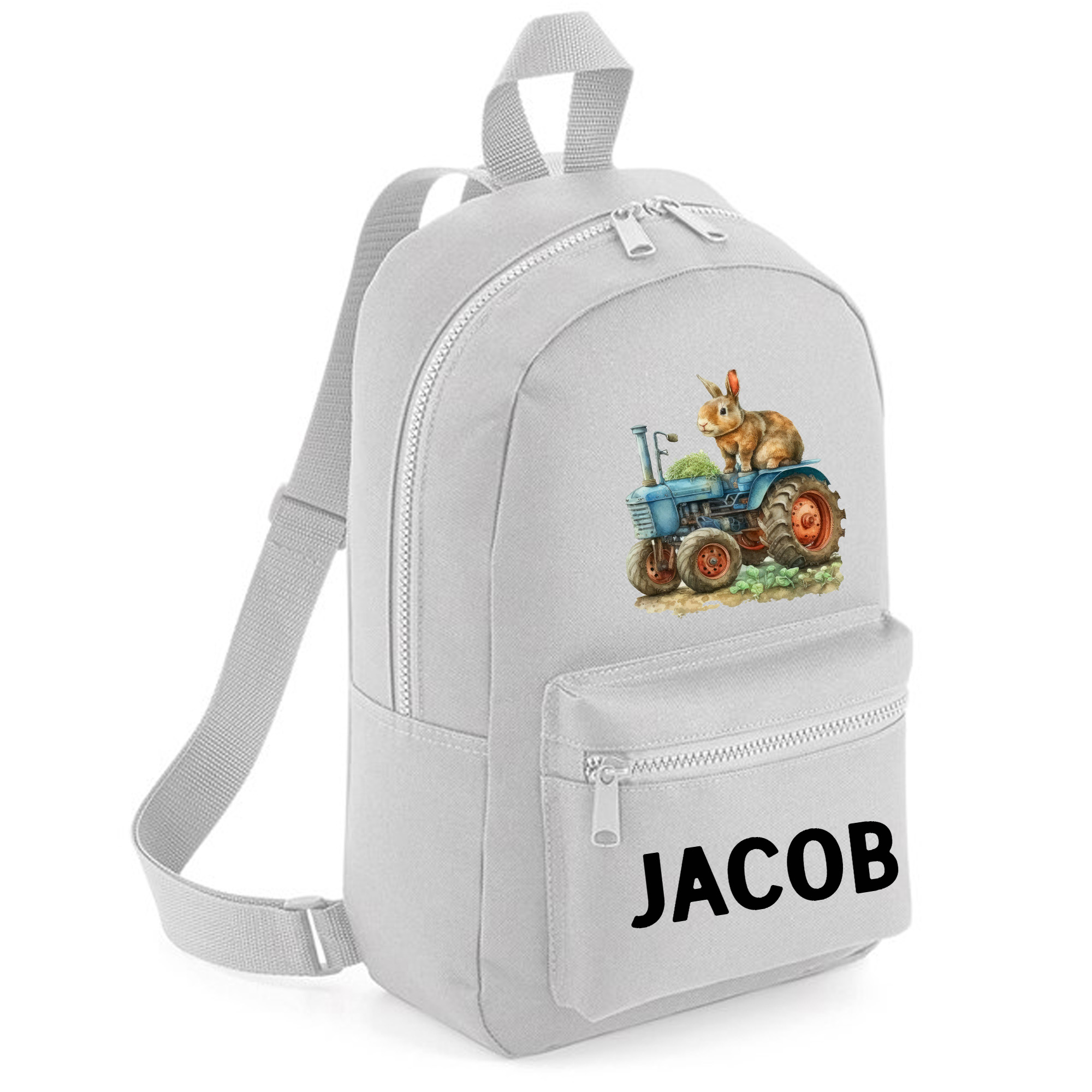 Personalised Tractor Bunny Mini Backpack Boys - Purple Print House