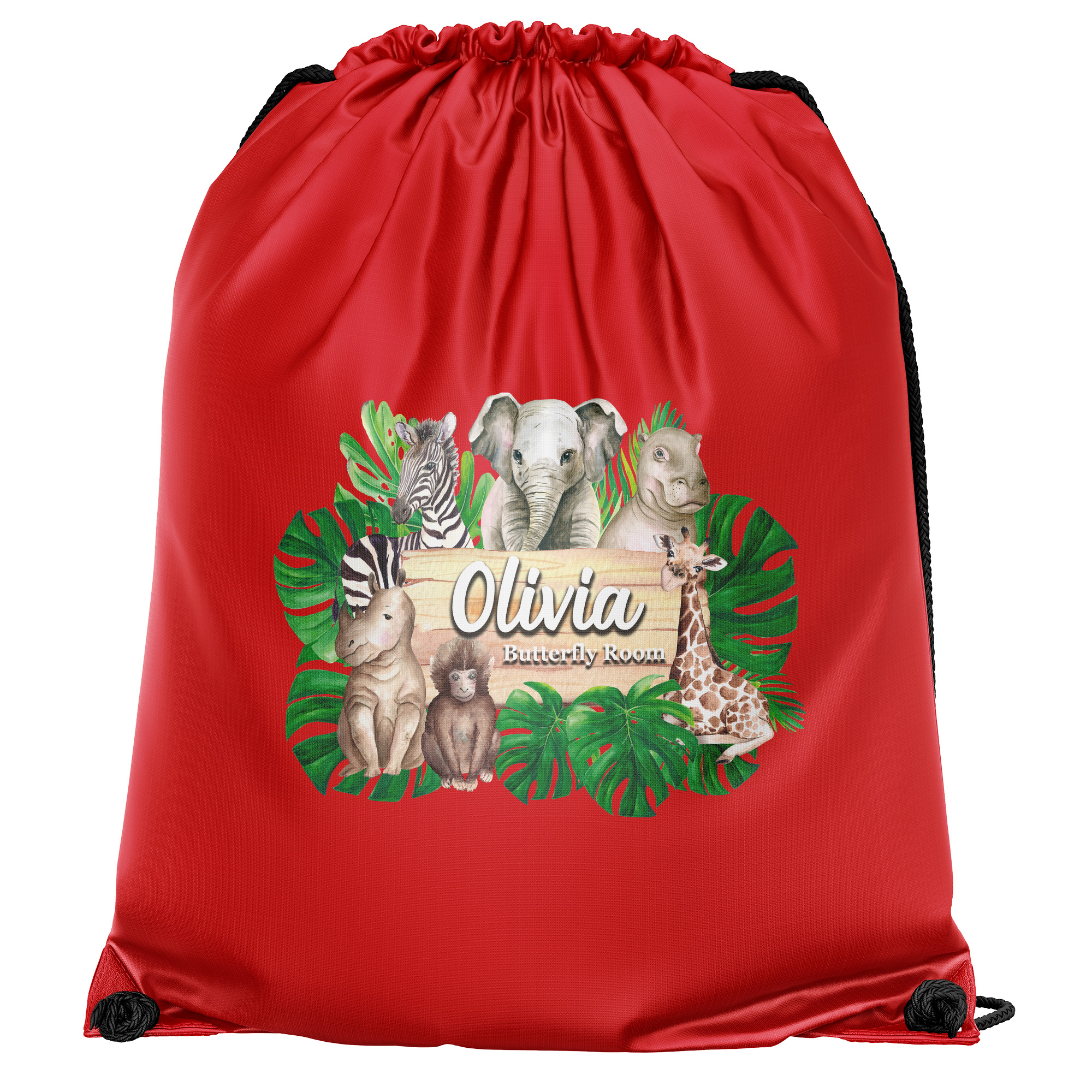 Tropical Safari Animals Drawstring Bag Kids | Purple Print