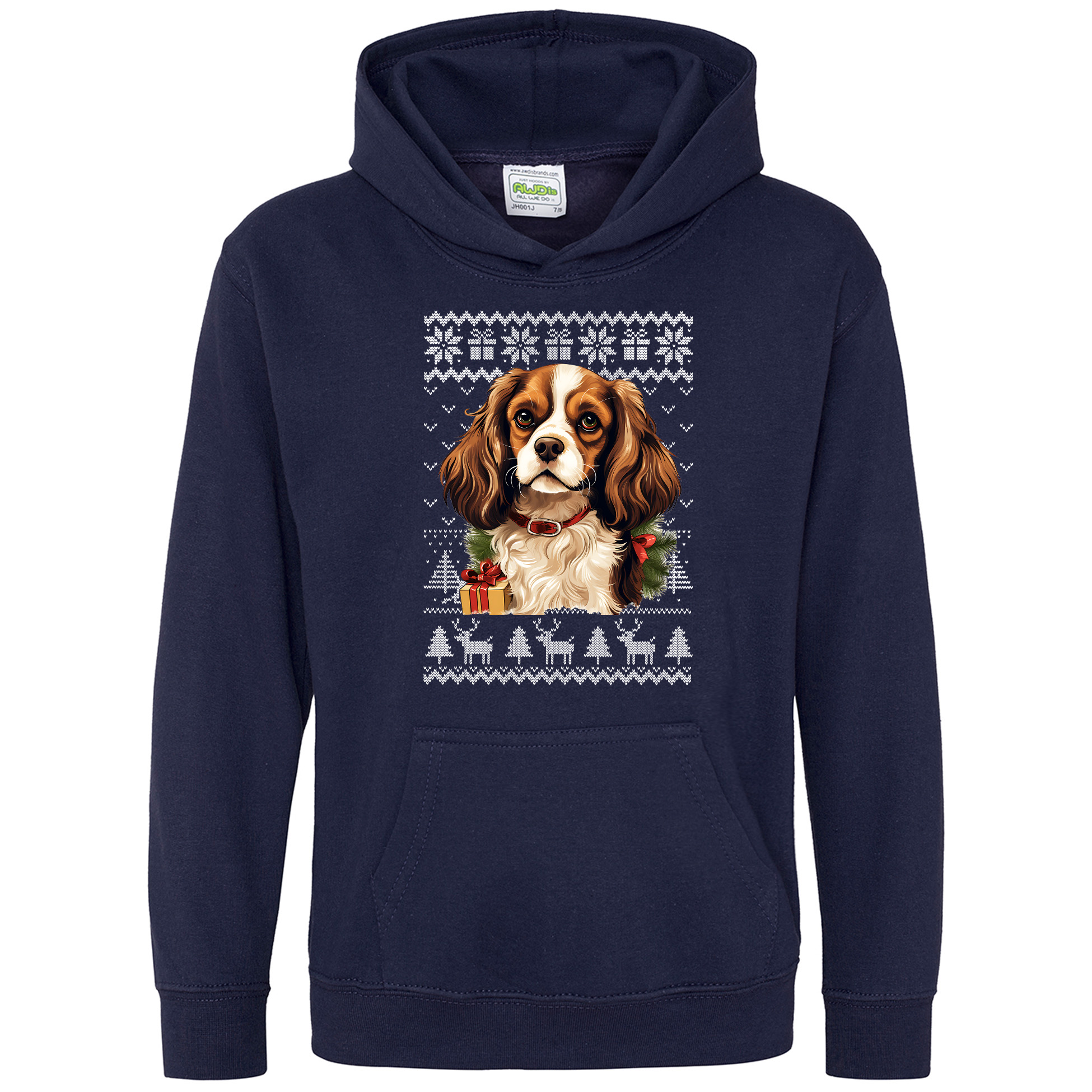 Christmas Cavalier King Charles Spaniel Hoodie Kids - Purple Print House
