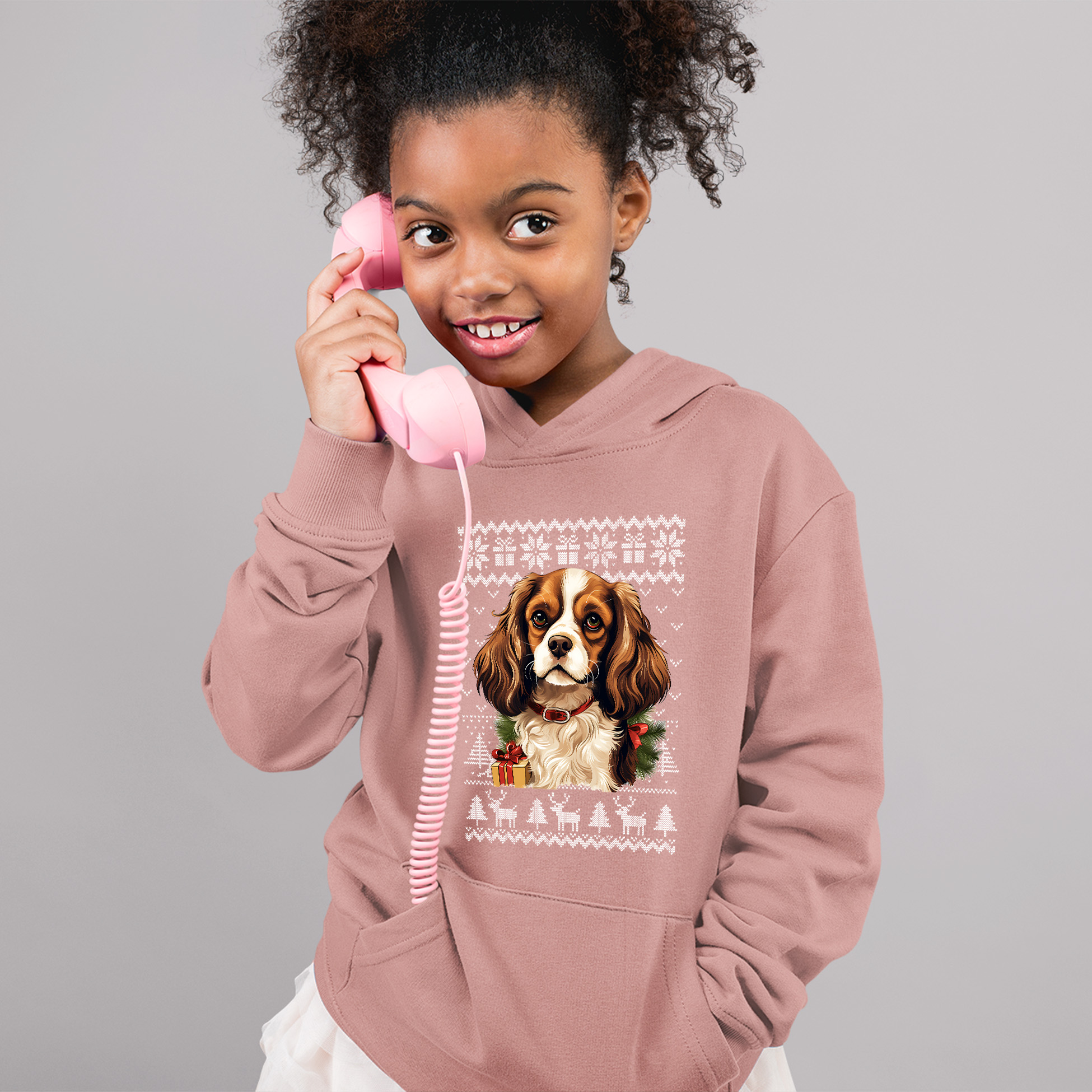 Christmas Cavalier King Charles Spaniel Hoodie Kids - Purple Print House