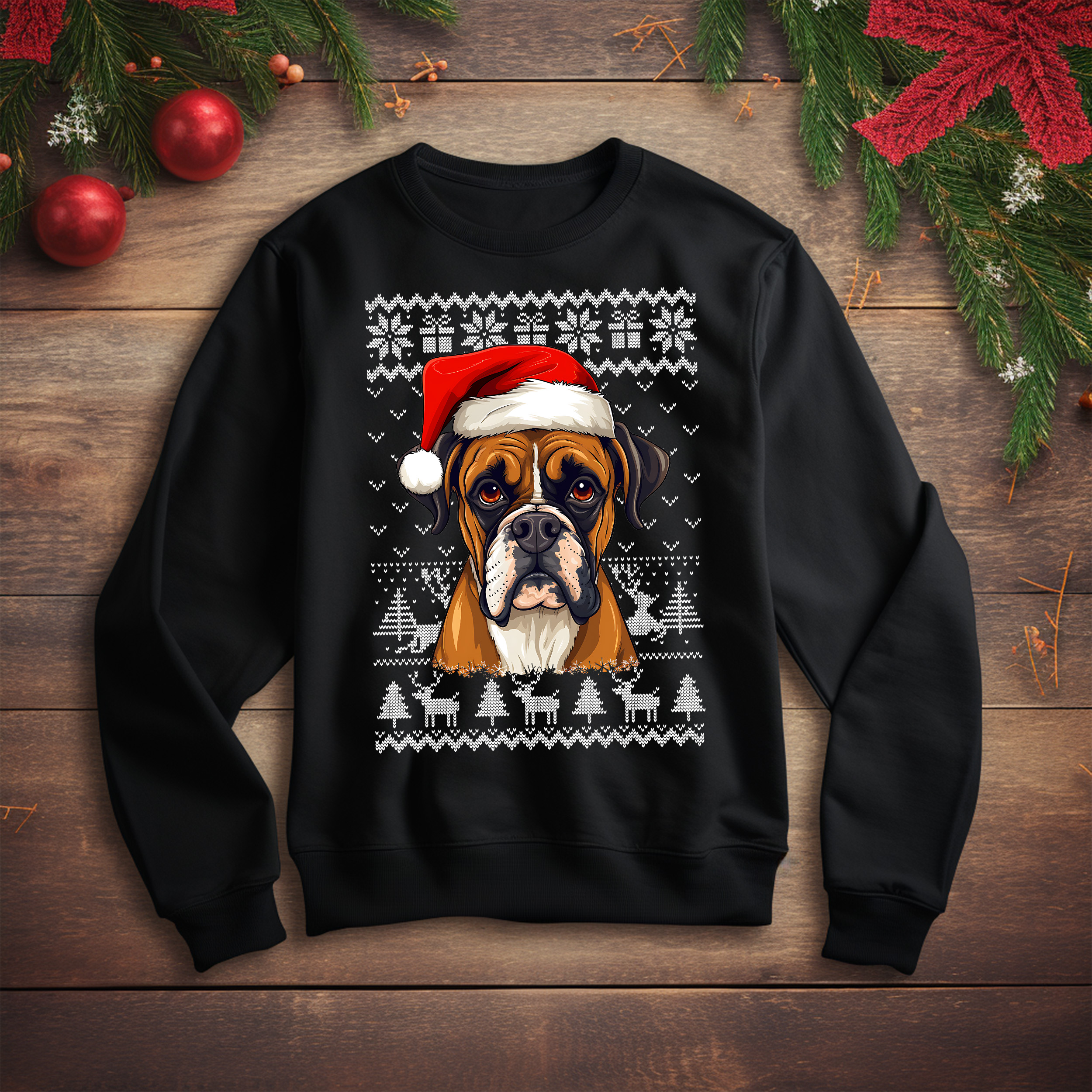 Christmas Boxer Dog Sweatshirt Men Purple Print House