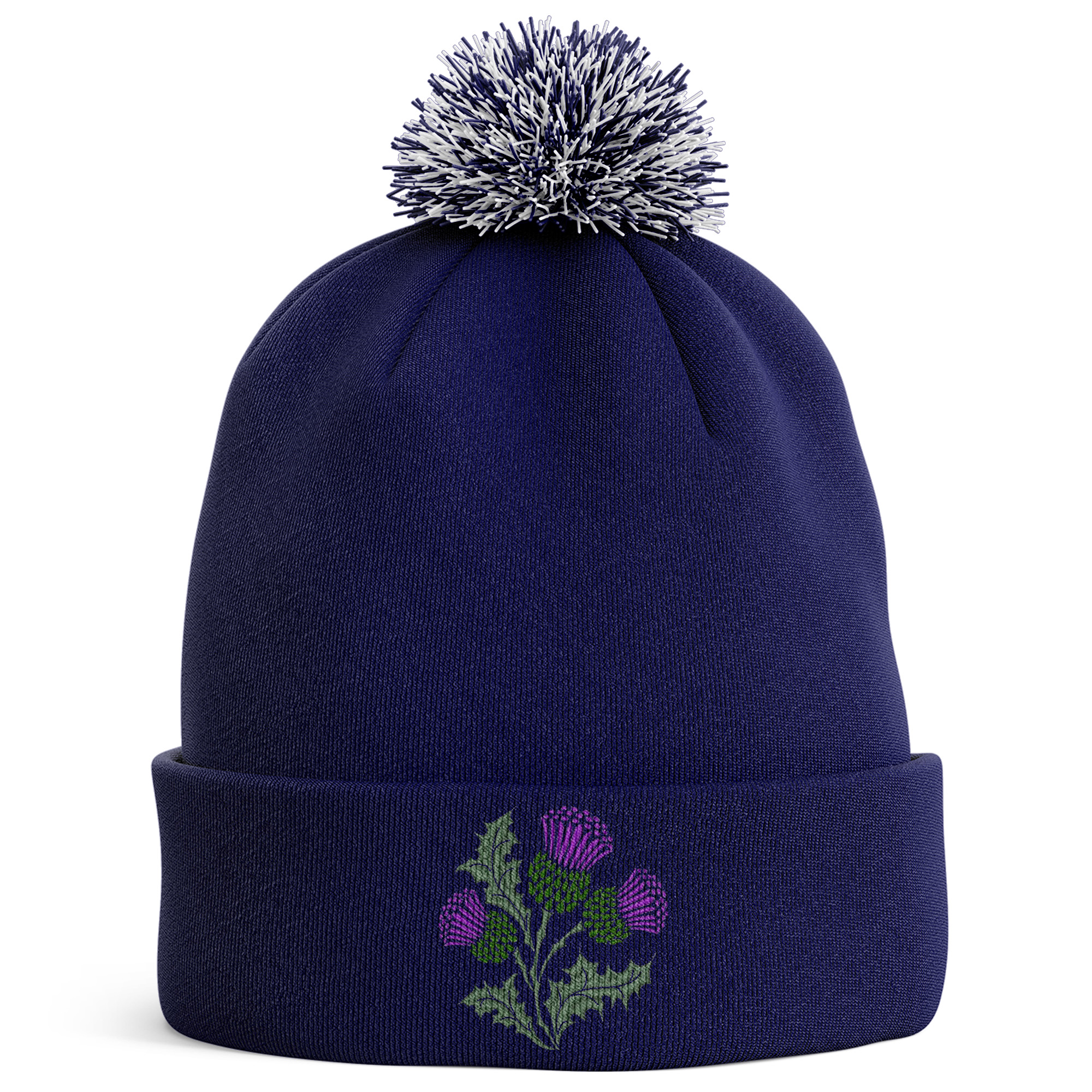 Scottish Thistles Bobble Hat Women - Purple Print House