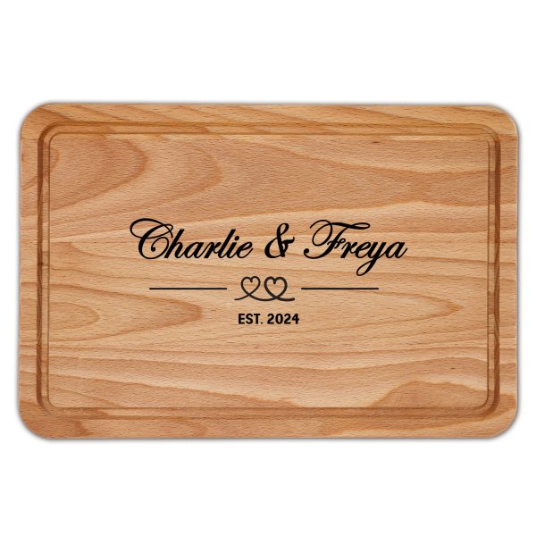 Personalised Names and Love Hearts Wooden Chopping Board Kitchen ...
