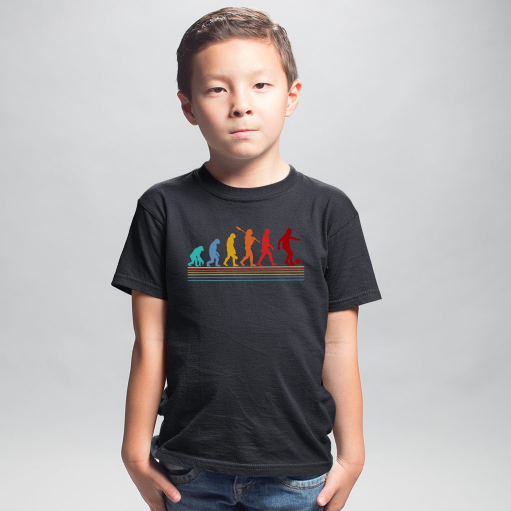 Retro Football Player Evolution T shirt Kids - Purple Print House