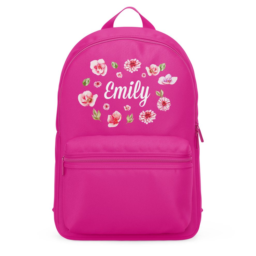 Personalised Pink Flowers Mini Backpack Kids - Purple Print House