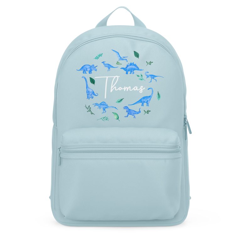 Personalised Blue Dinosaurs Mini Backpack Kids - Purple Print House