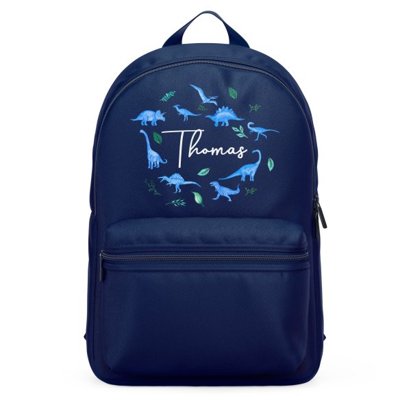 Personalised Blue Dinosaurs Mini Backpack Kids - Purple Print House