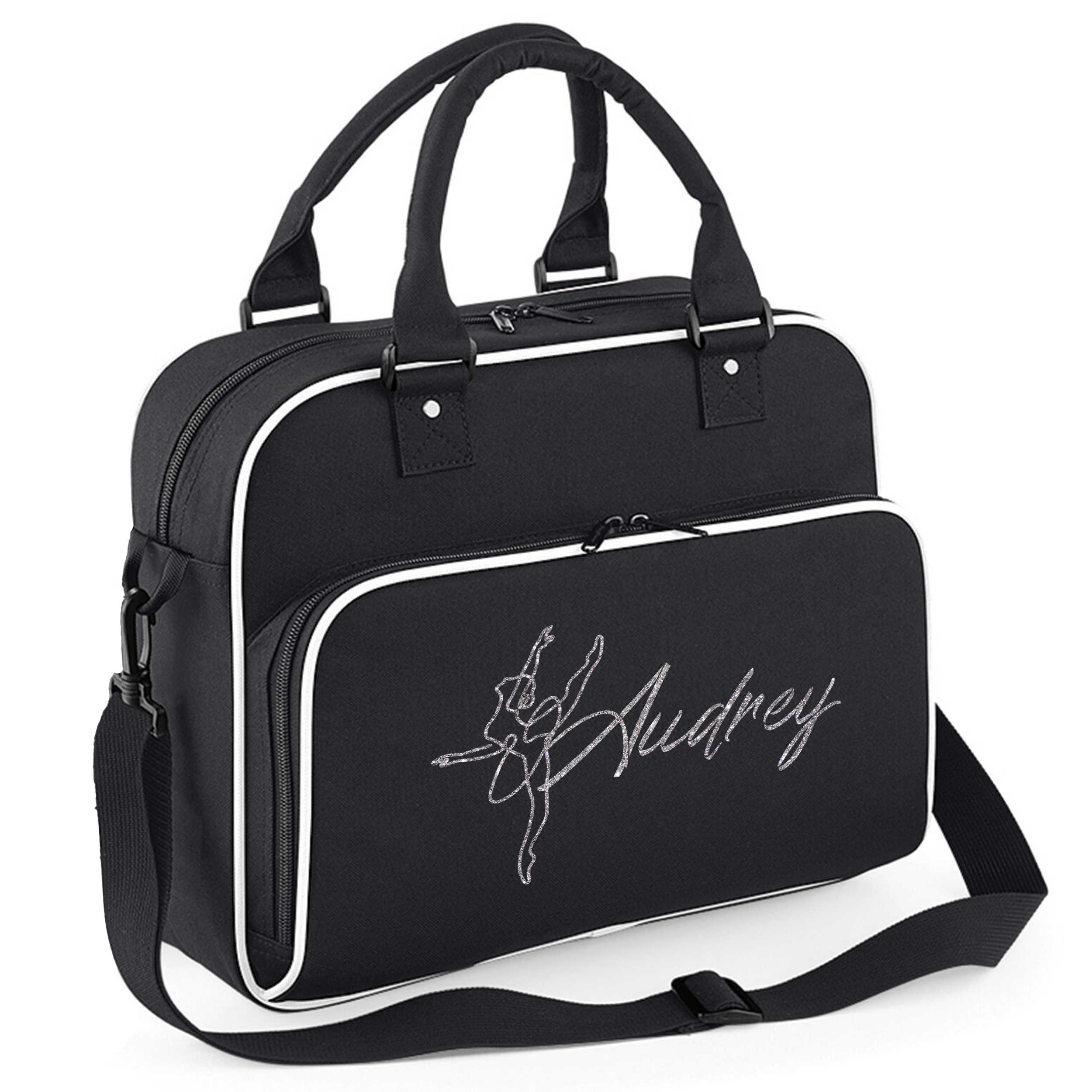 Personalised Silver Glitter Ballerina Junior Dance Bag Girls - Purple ...