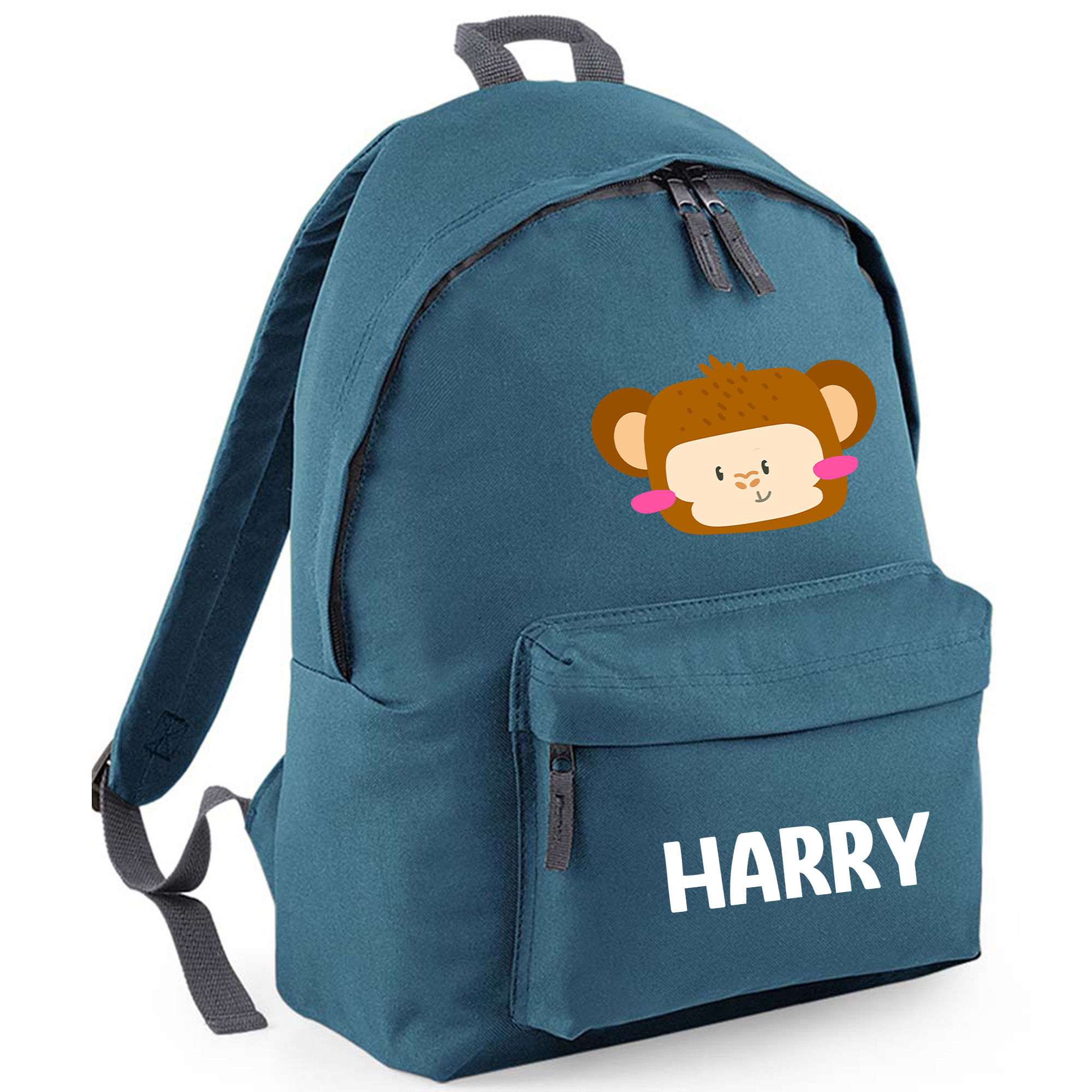 Personalised Monkey Face Backpack Kids - Custom School Bag