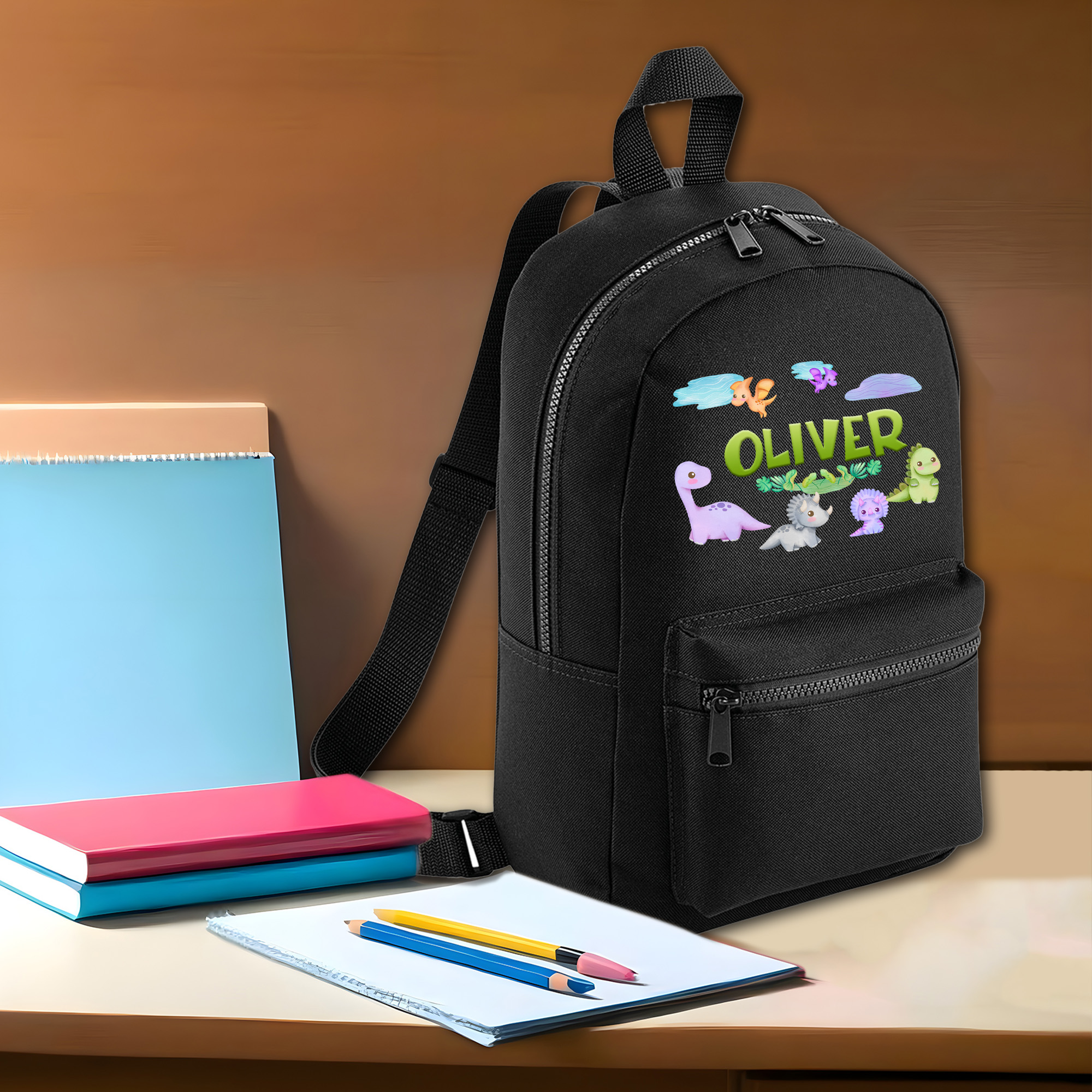 Personalised Baby Dinosaur Mini Backpack Kids - Purple Print House