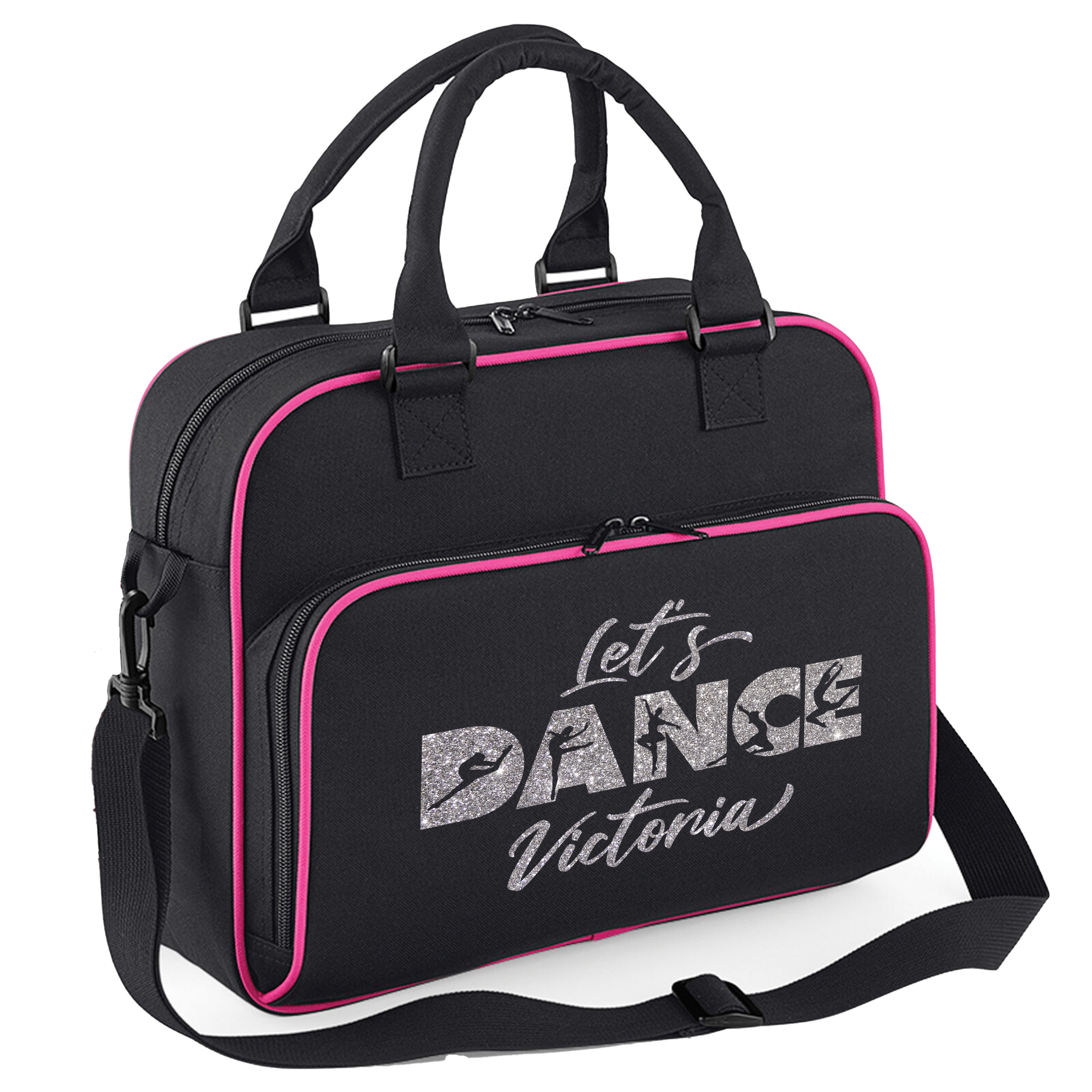 Personalised Silver Glitter Lets Dance Junior Dance Bag Girls - Purple ...