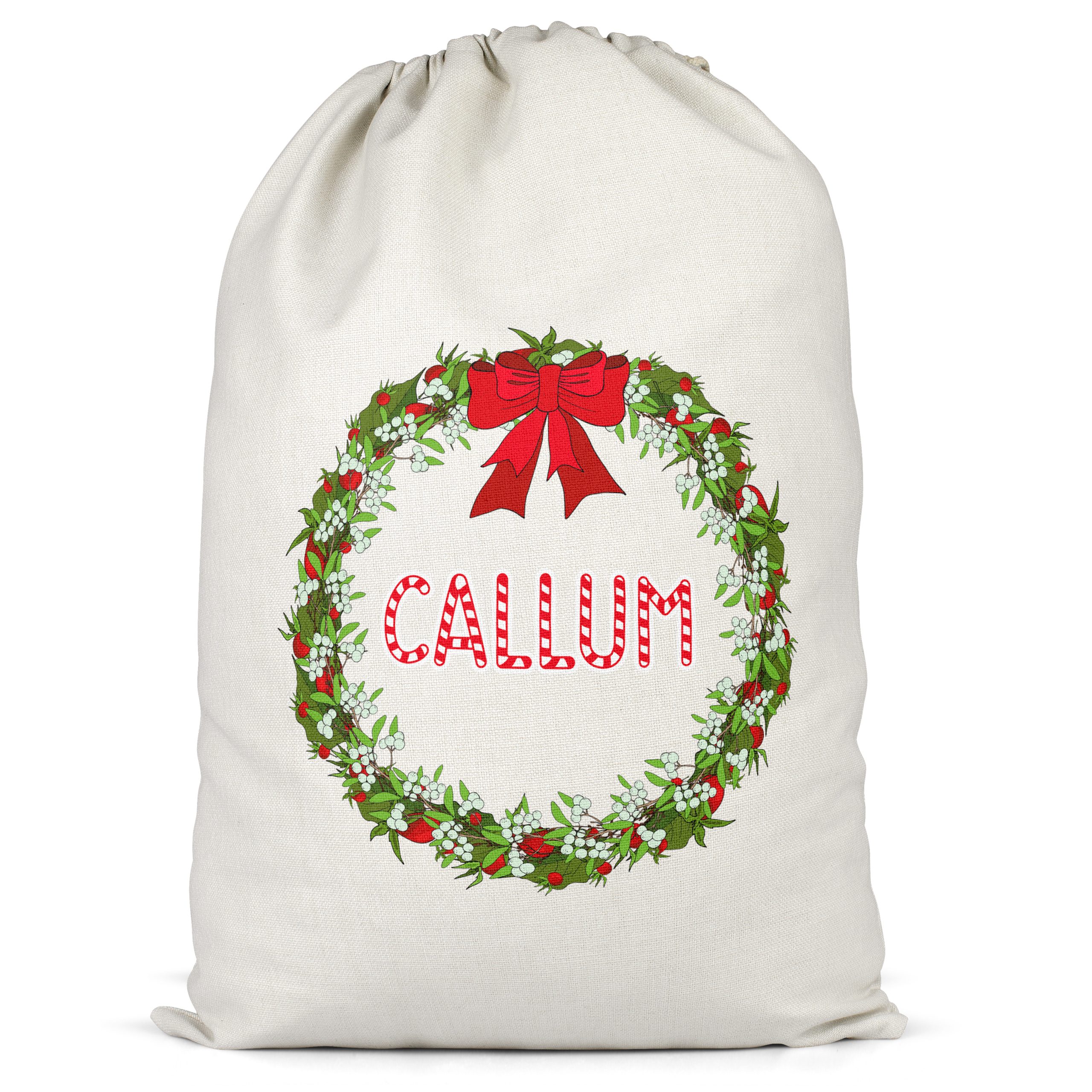 Personalised Christmas Wreath Present Sack Kids - Purple Print House