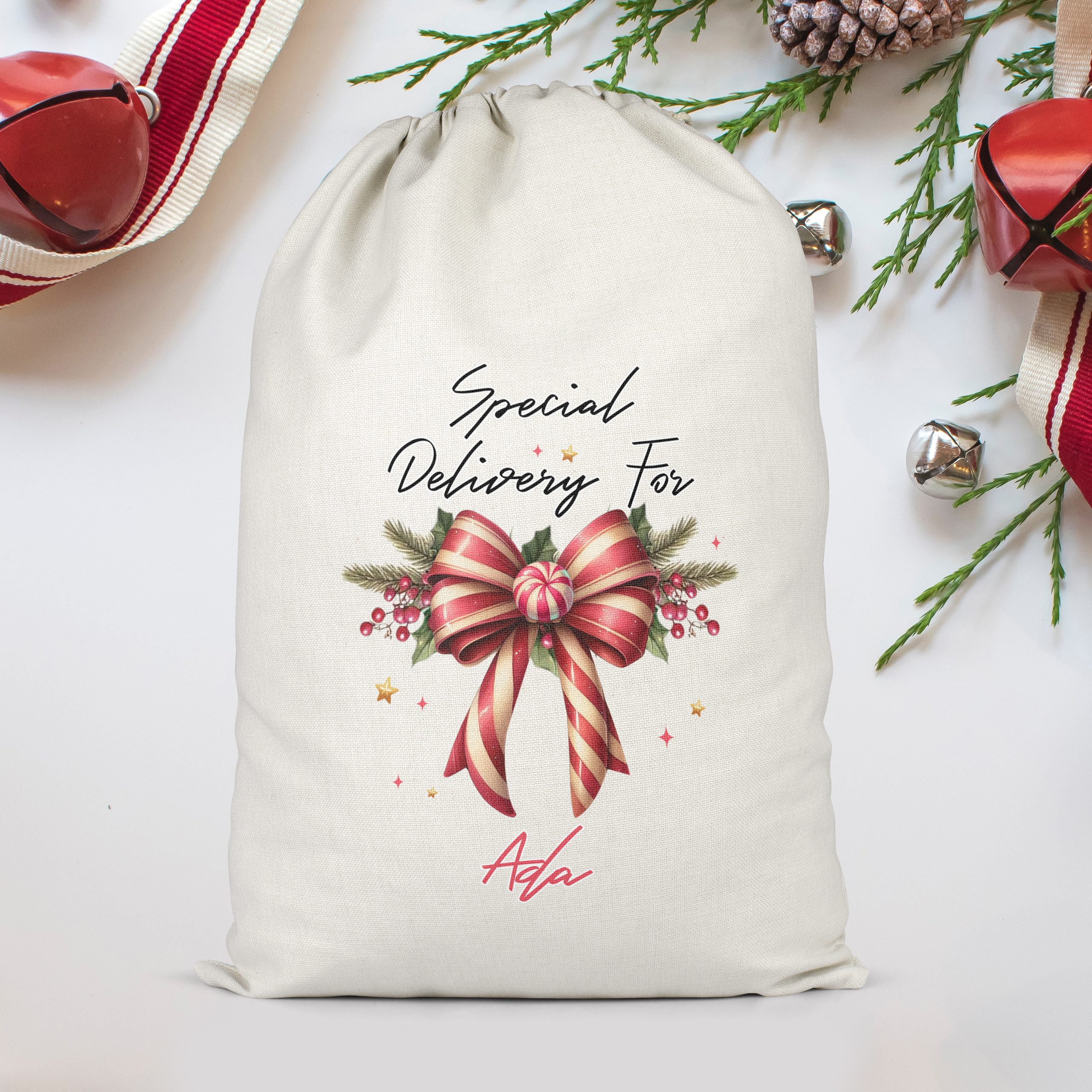 Christmas Candy Cane Present Sack Kids - Purple Print House