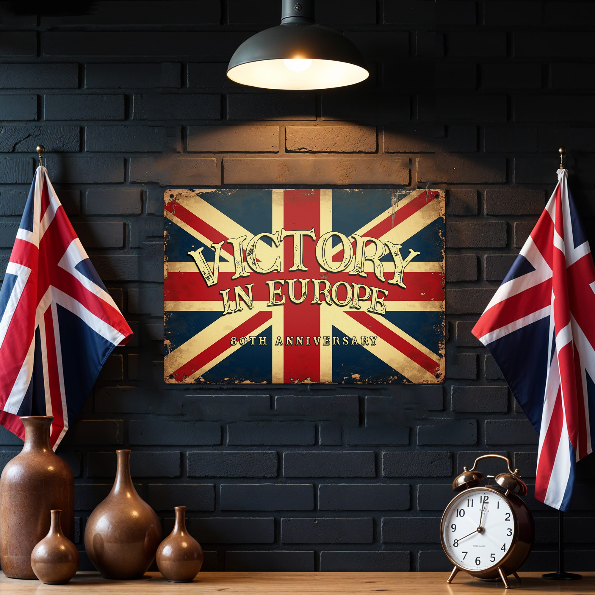VE Day 80th Anniversary Metal Sign | Union Jack Design