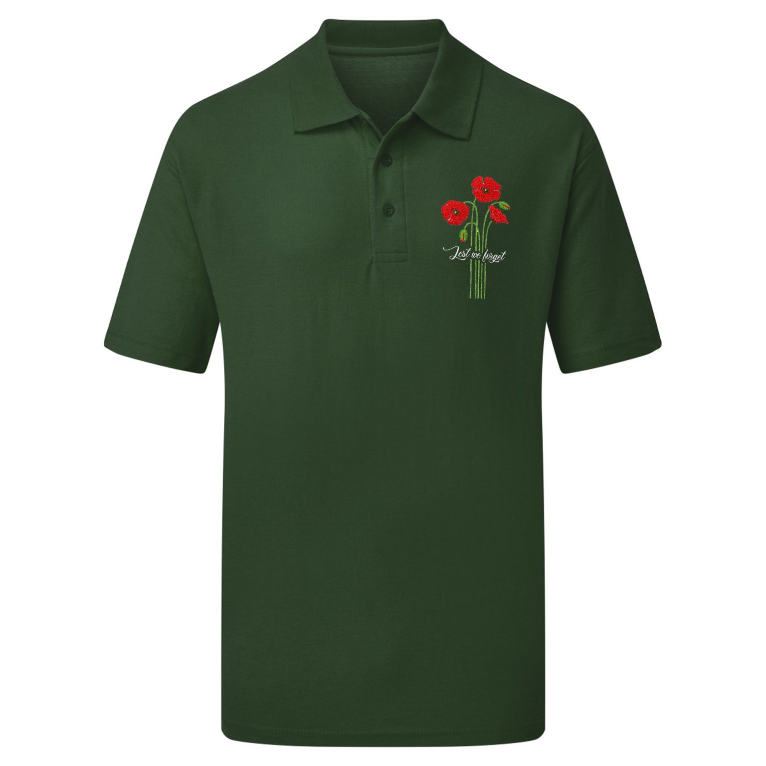 Embroidered VE Day Red Poppies Polo Shirt Remembrance Design for 80th ...
