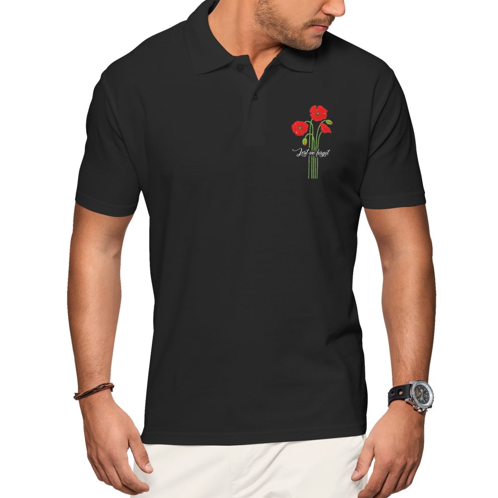 Embroidered VE Day Red Poppies Polo Shirt Remembrance Design for 80th ...