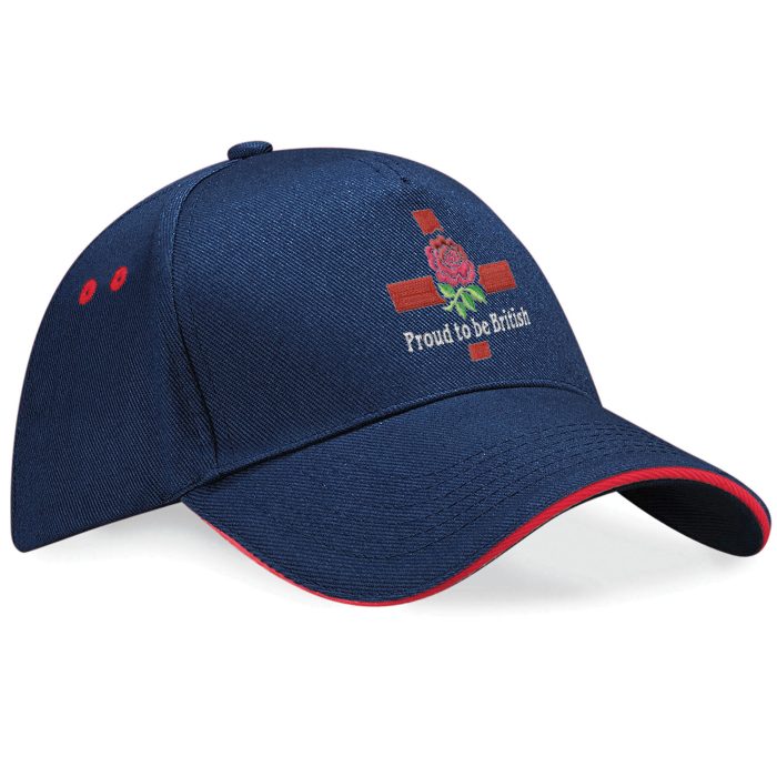 British Baseball Cap Embroidered Red Rose | Proud UK Hat