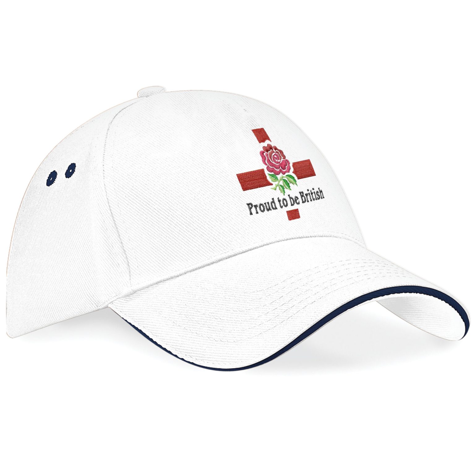 British Baseball Cap Embroidered Red Rose | Proud UK Hat
