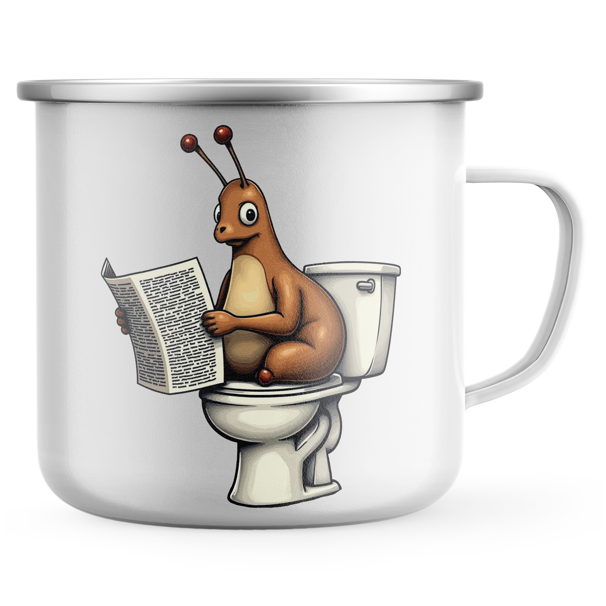 Funny Slug Enamel Mug Slug Sitting On The Toilet Reading A Newspaper ...