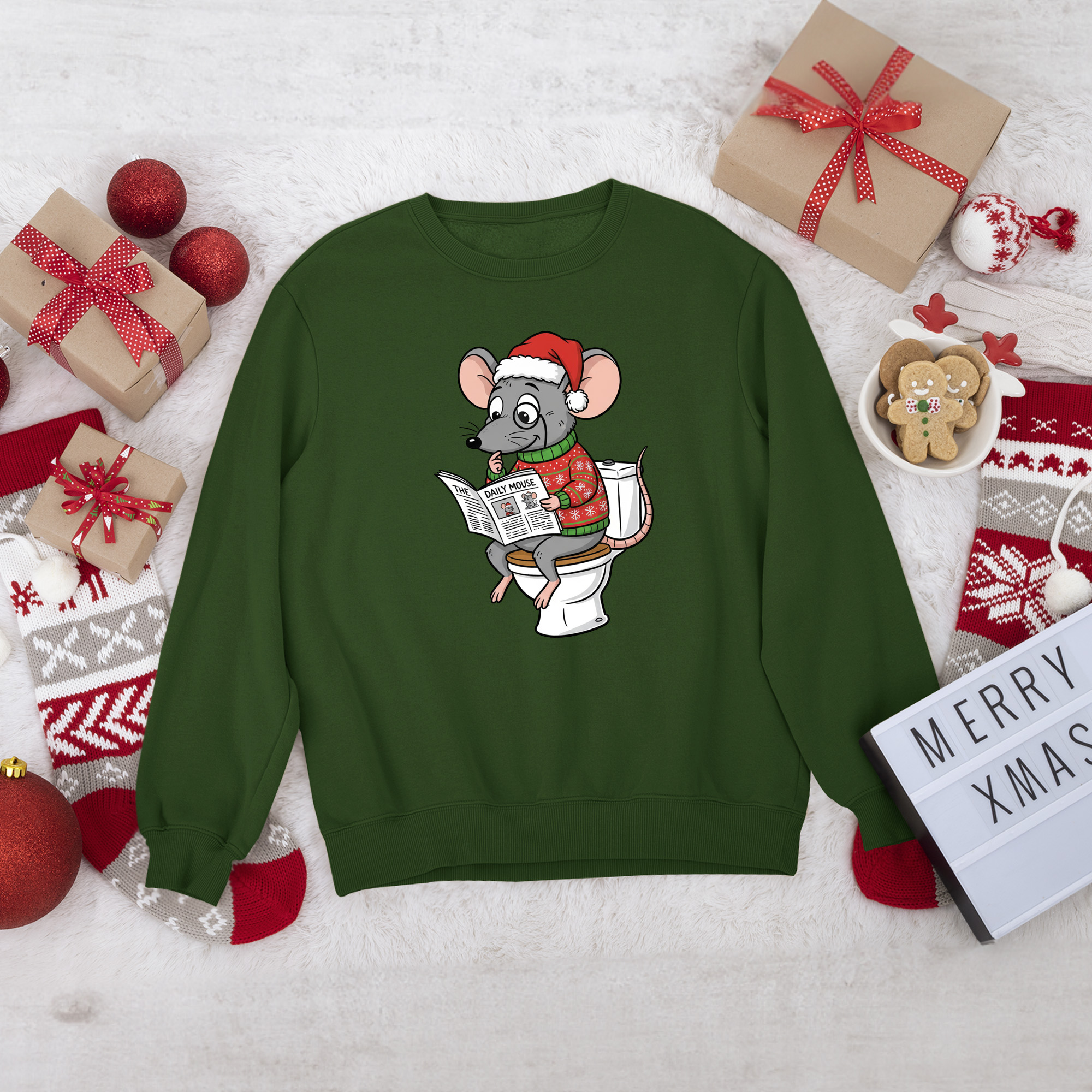 Funny Christmas Mouse Kids Sweatshirt | Toilet Humour Jumper