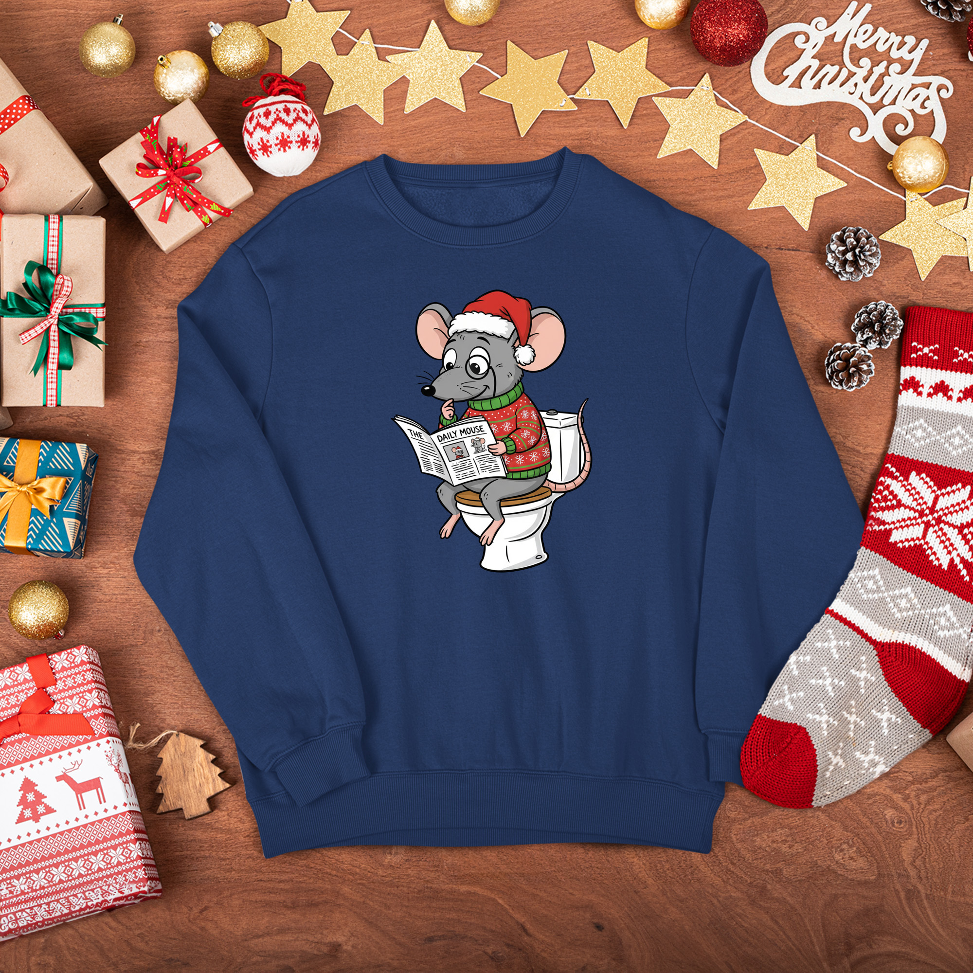 Funny Christmas Mouse Kids Sweatshirt | Toilet Humour Jumper