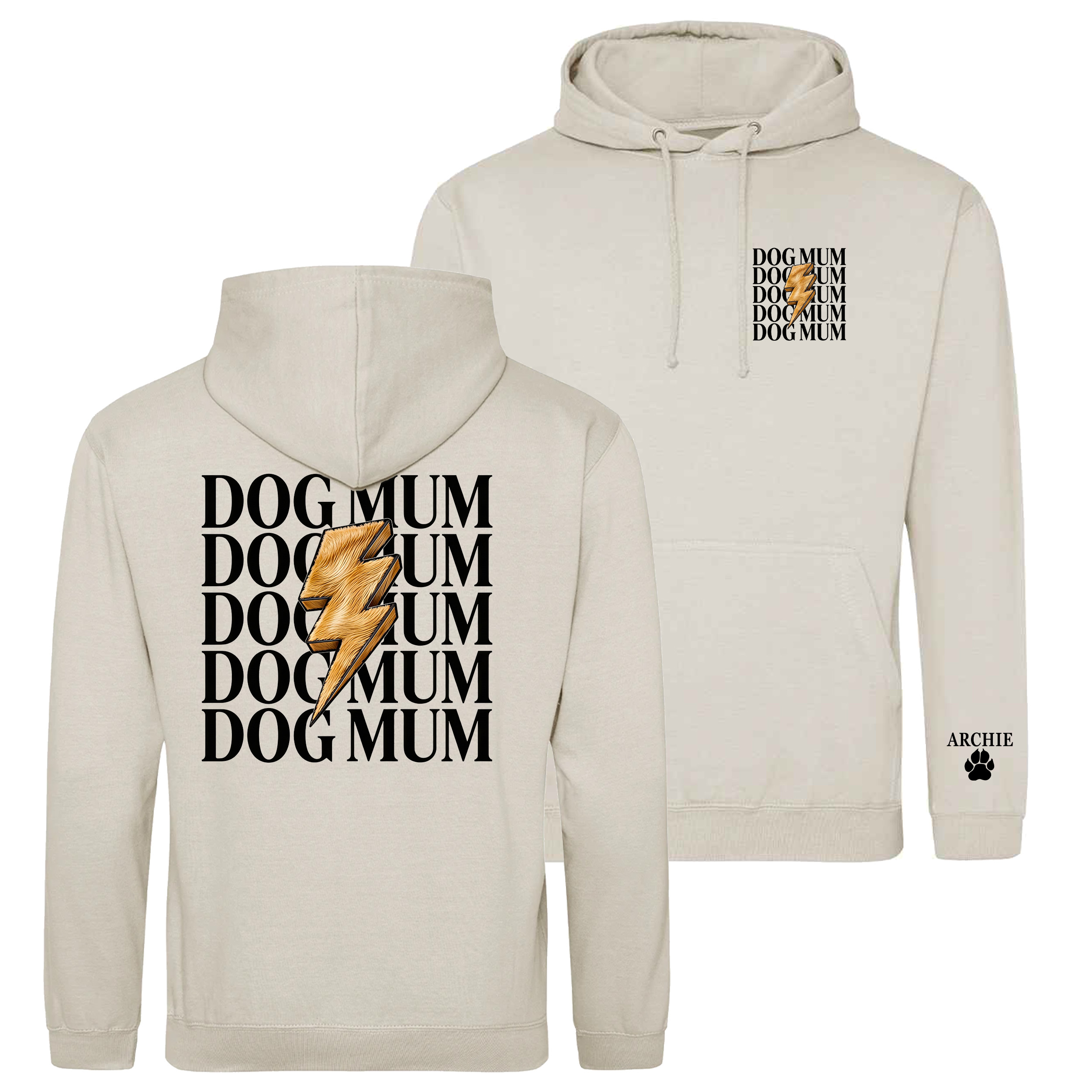 Custom Dog Mum Hoodie Leopard Print With Dogs Name On Sleeve Front And ...